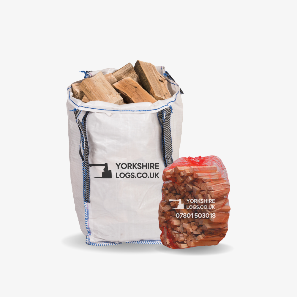 Barrow Bag of Kiln Dried Hardwood Logs 50cm x 50cm x 90cm + 2 x Kindli ...